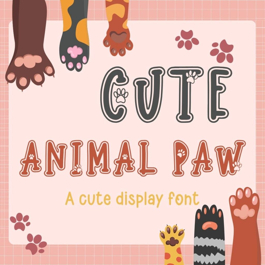 Cute Animal Paw- Display Font - MasterBundles