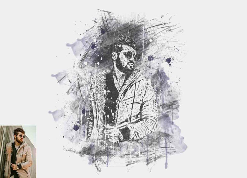 Sketch Ink Effect Photoshop Action - MasterBundles