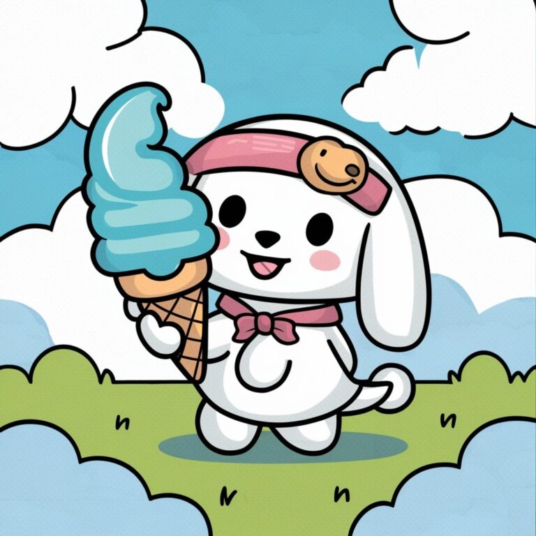 Cinnamoroll holding icecream vector illustration - MasterBundles
