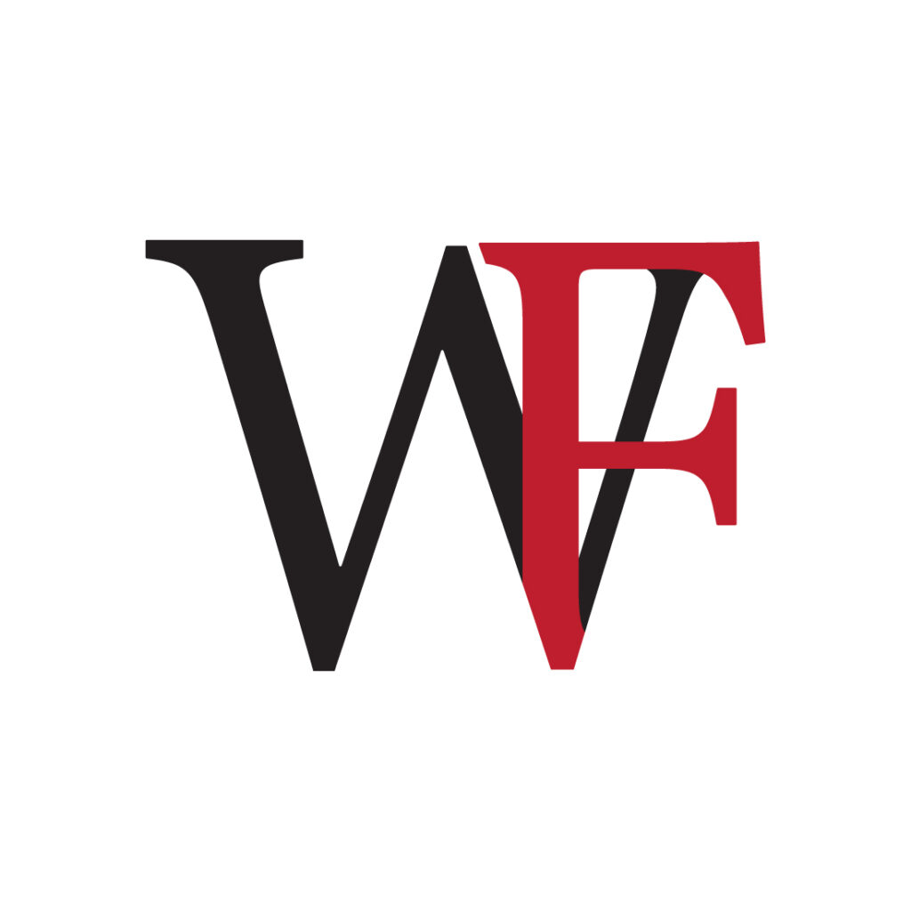 Professional WF letters logo design vector icon. WF logo black and red ...