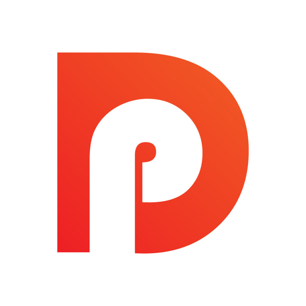 Initials DP letters logo design. DP logo orange color best company ...