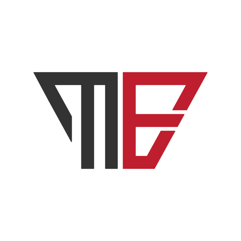 Abstract ME letters logo template icon. ME logo black and red color ...