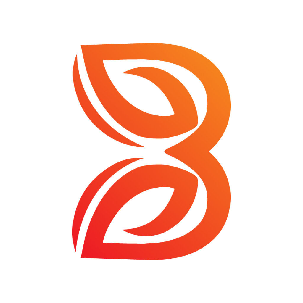 Initials B letters logo design vector images. B Leaf logo design orange ...