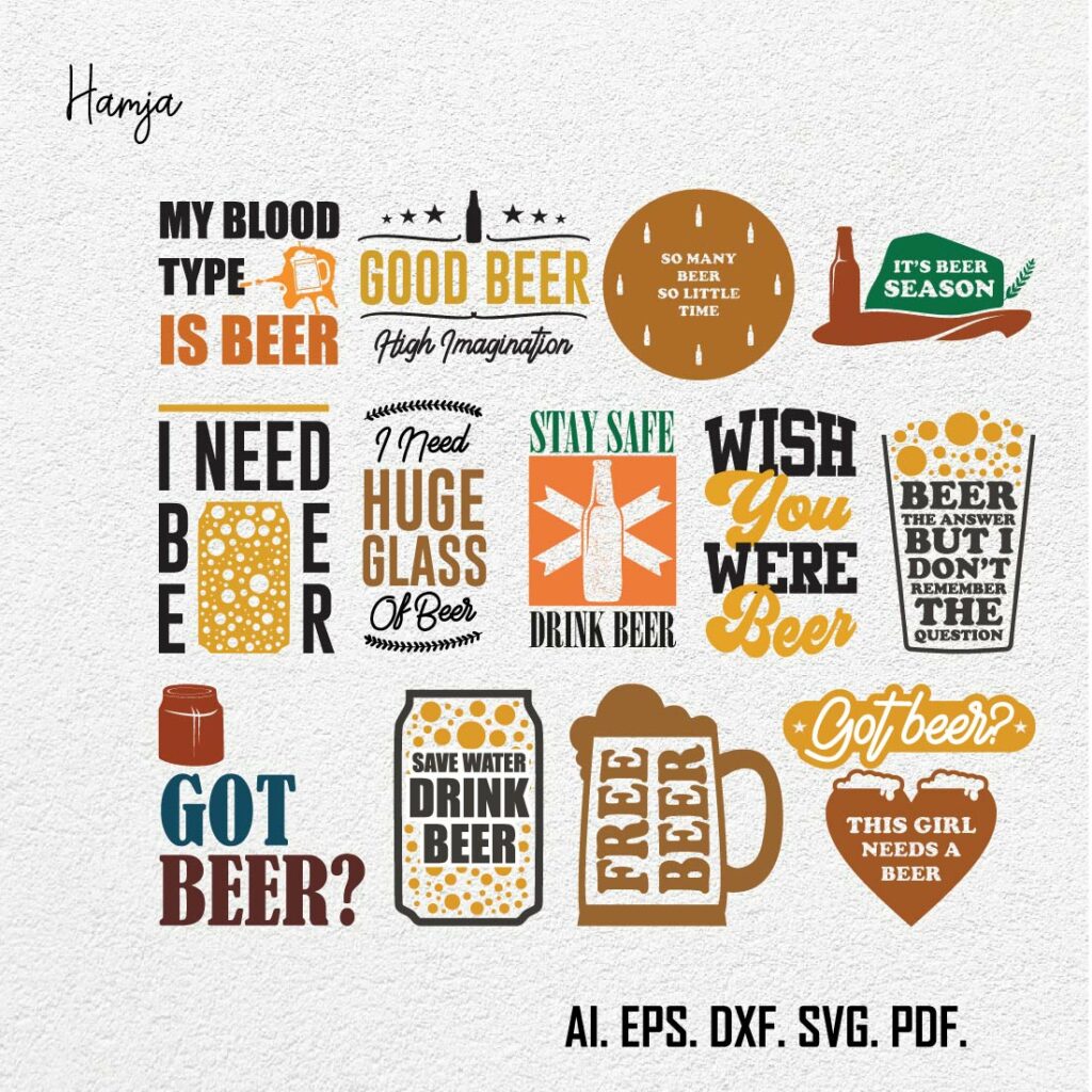 Beer SVG Bundle, Beer Quotes SVG Designs, Beer Glass SVG, Alcohol ...