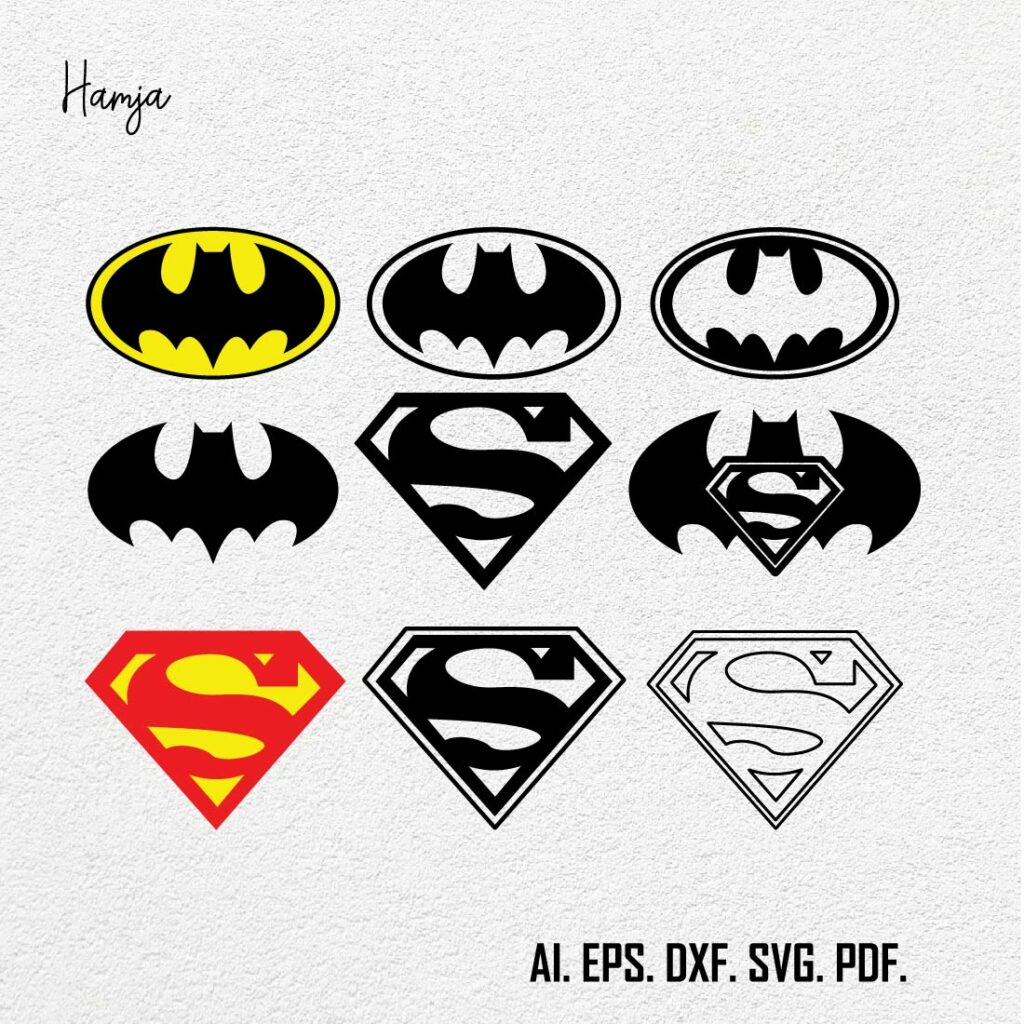 superman logo svg, Batman logo svg , Superman and Batman Logo Black And ...