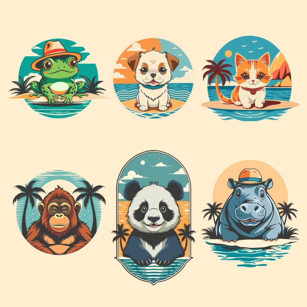 6 Cute Animals Vector Illustrations in Holiday Theme - MasterBundles