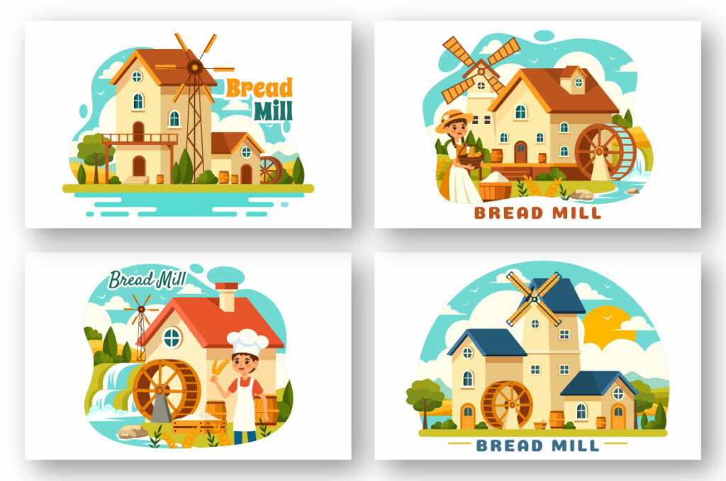 9 Bread Mill Design Illustration - MasterBundles
