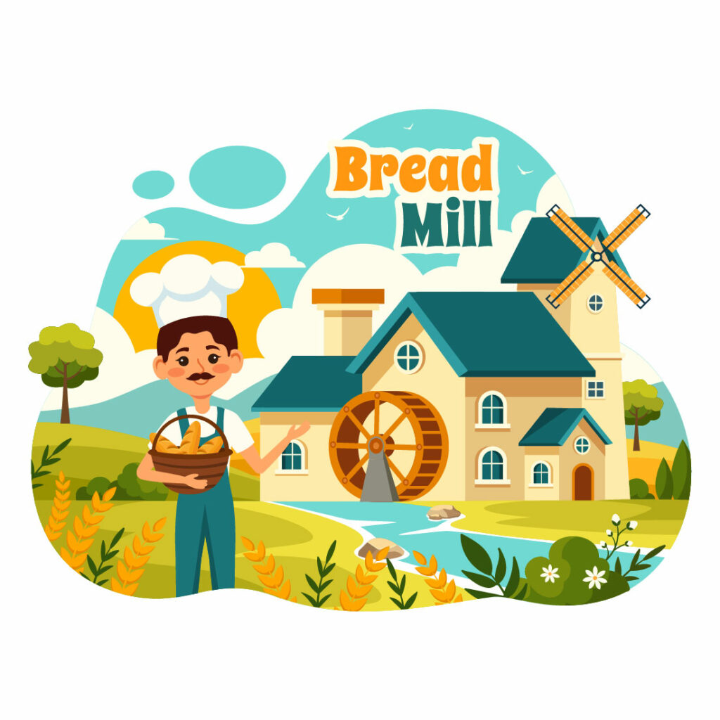9 Bread Mill Design Illustration - MasterBundles