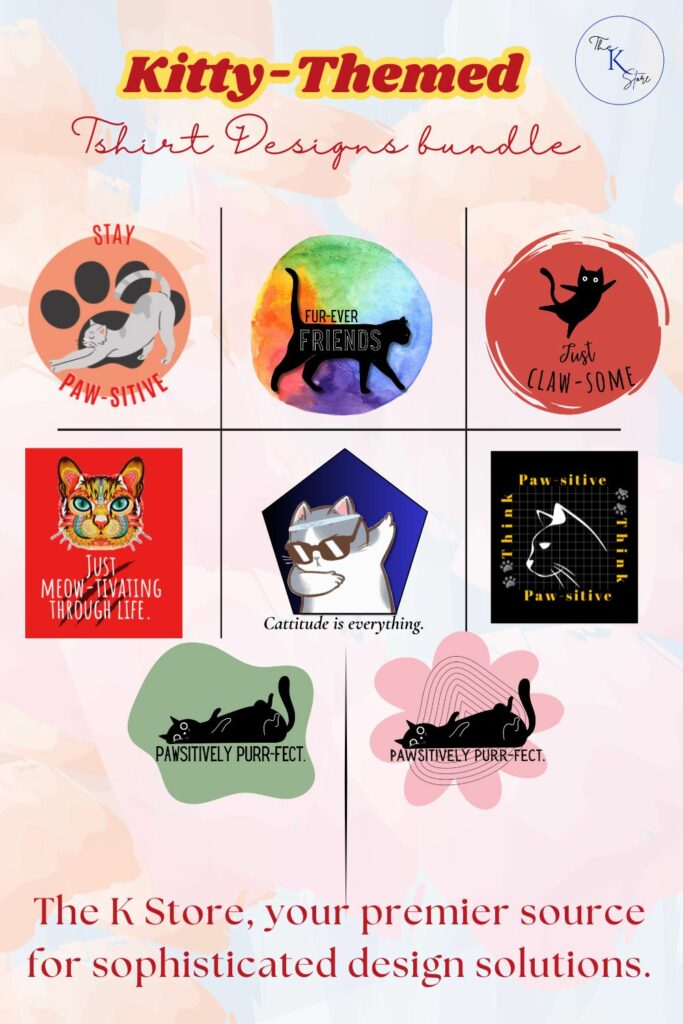 8 Cute and Funky Cat themed multipurpose designs bundle! - MasterBundles