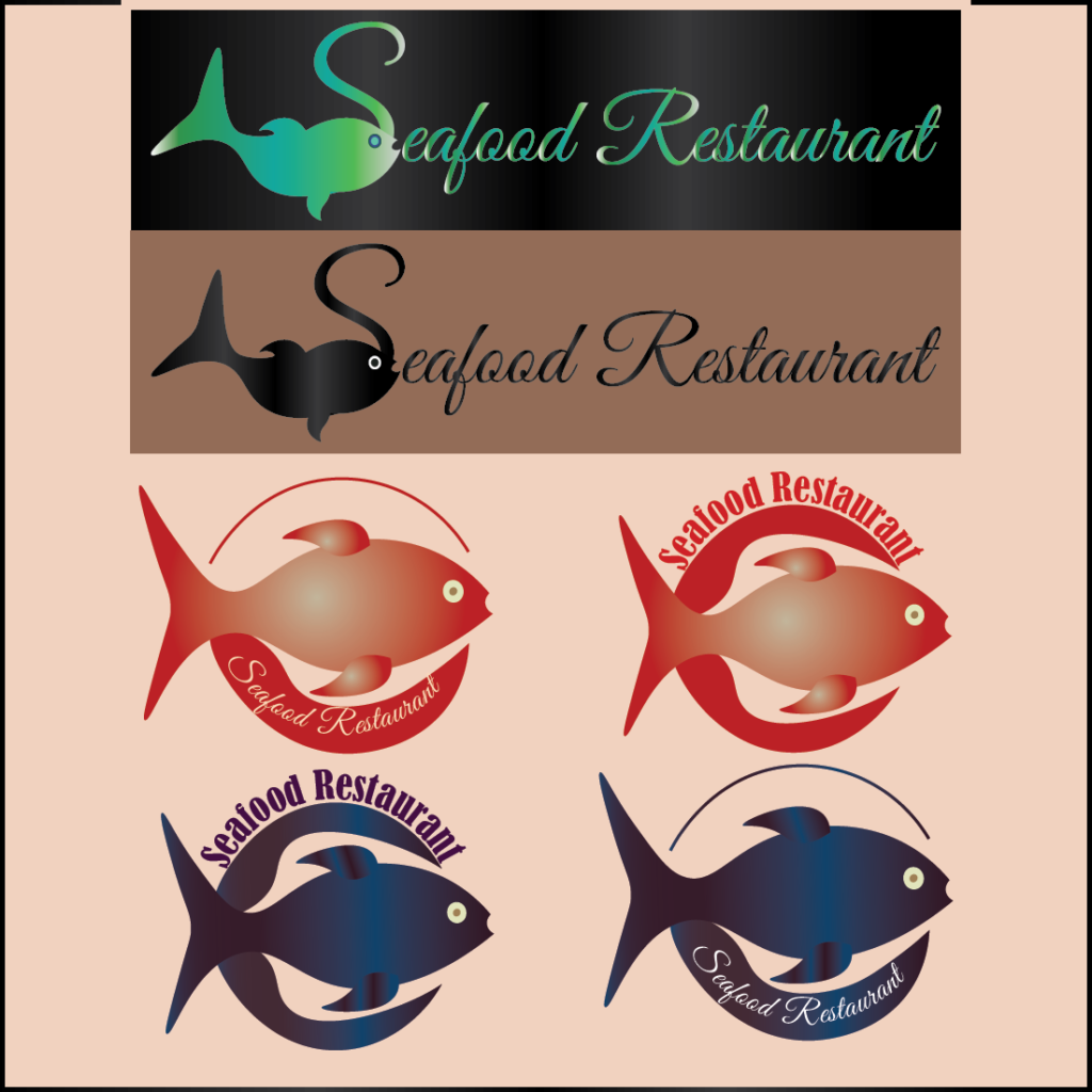 Seafood restaurant logo/Fish logo/Restaurant logos/ 4 Seafood logos ...