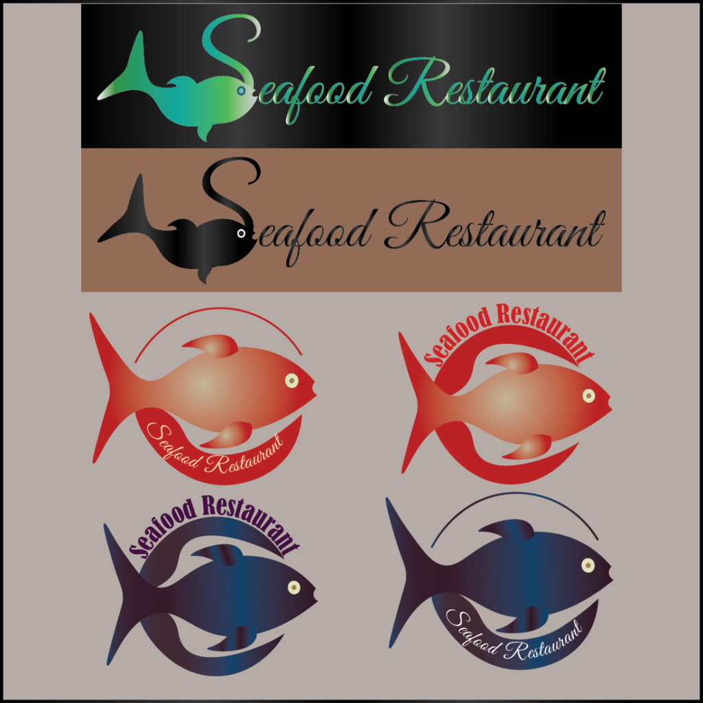 Seafood restaurant logo/Fish logo/Restaurant logos/ 4 Seafood logos ...