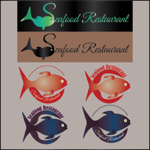 Seafood restaurant logo/Fish logo/Restaurant logos/ 4 Seafood logos ...