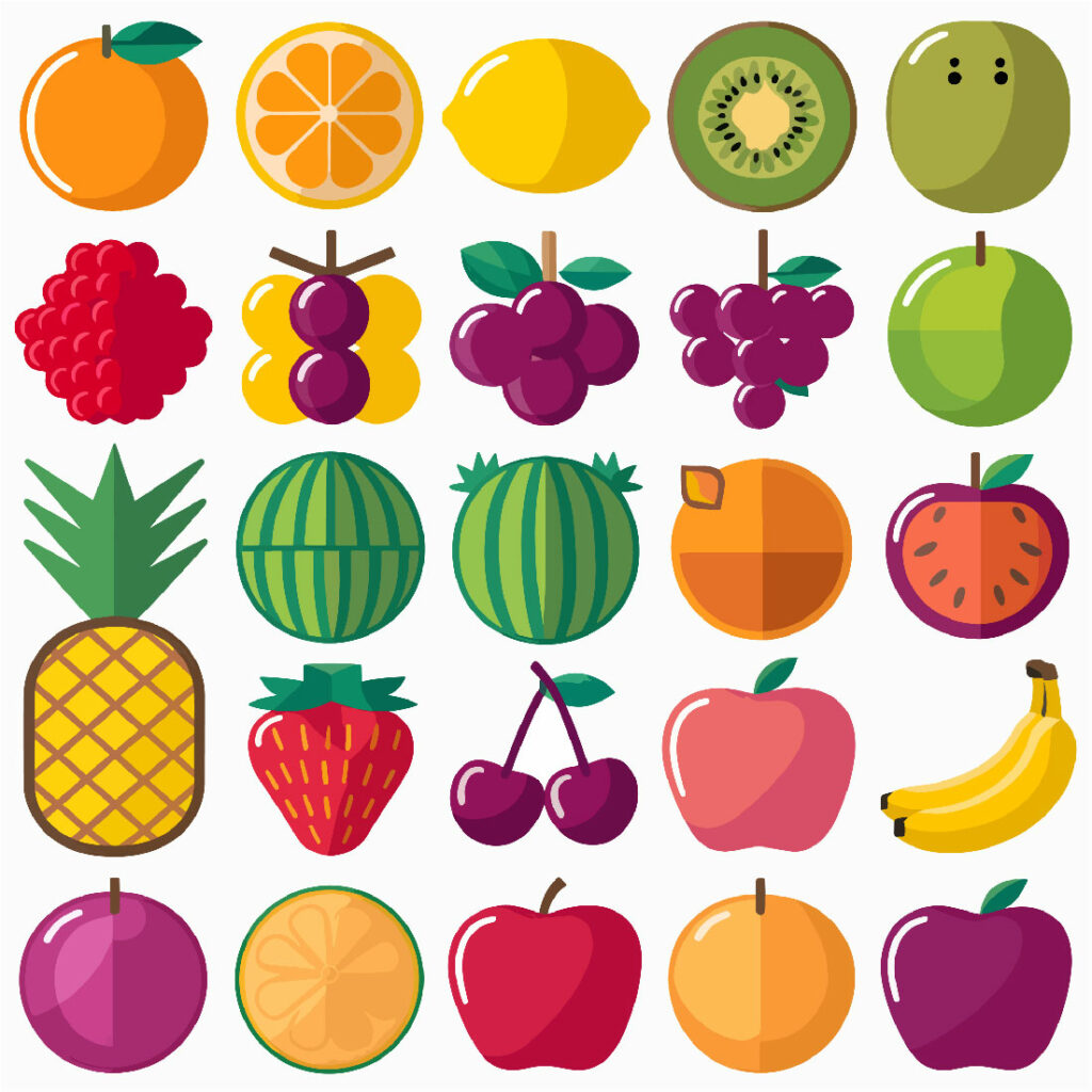 4 big collections of fruit icons - MasterBundles