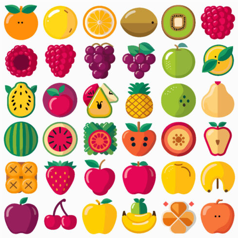 4 big collections of fruit icons - MasterBundles