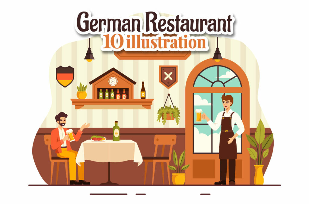 10 German Food Restaurant Illustration - MasterBundles
