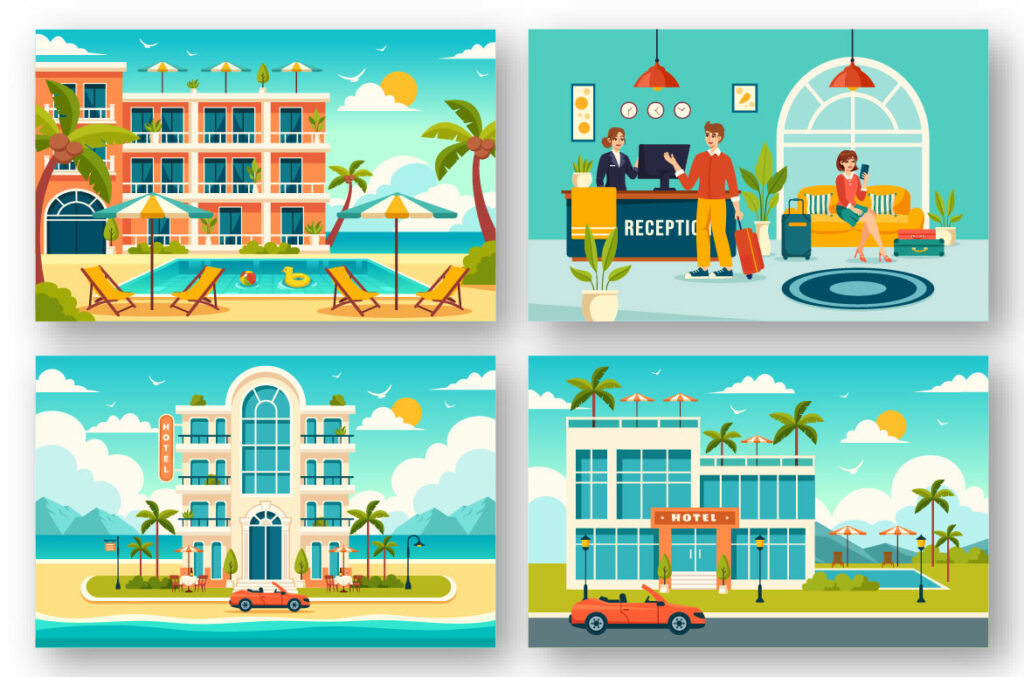 10 Hotel Vector Illustration - MasterBundles