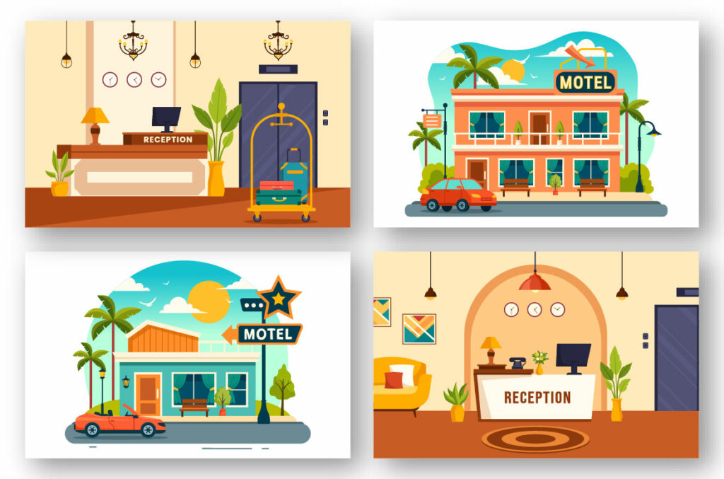 10 Hotel Vector Illustration - MasterBundles