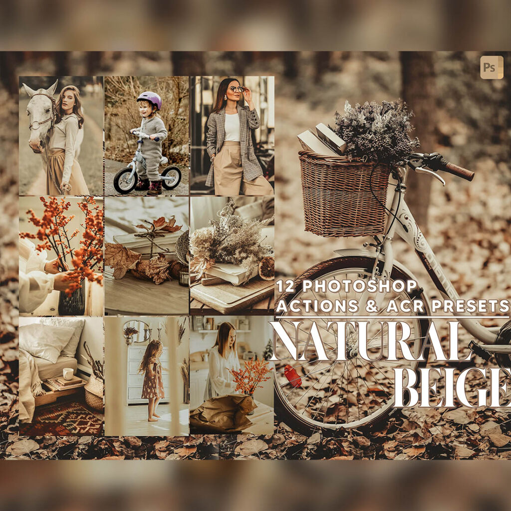 12 Photoshop Actions, Natural Beige Ps Action, Moody ACR Preset, Cream ...