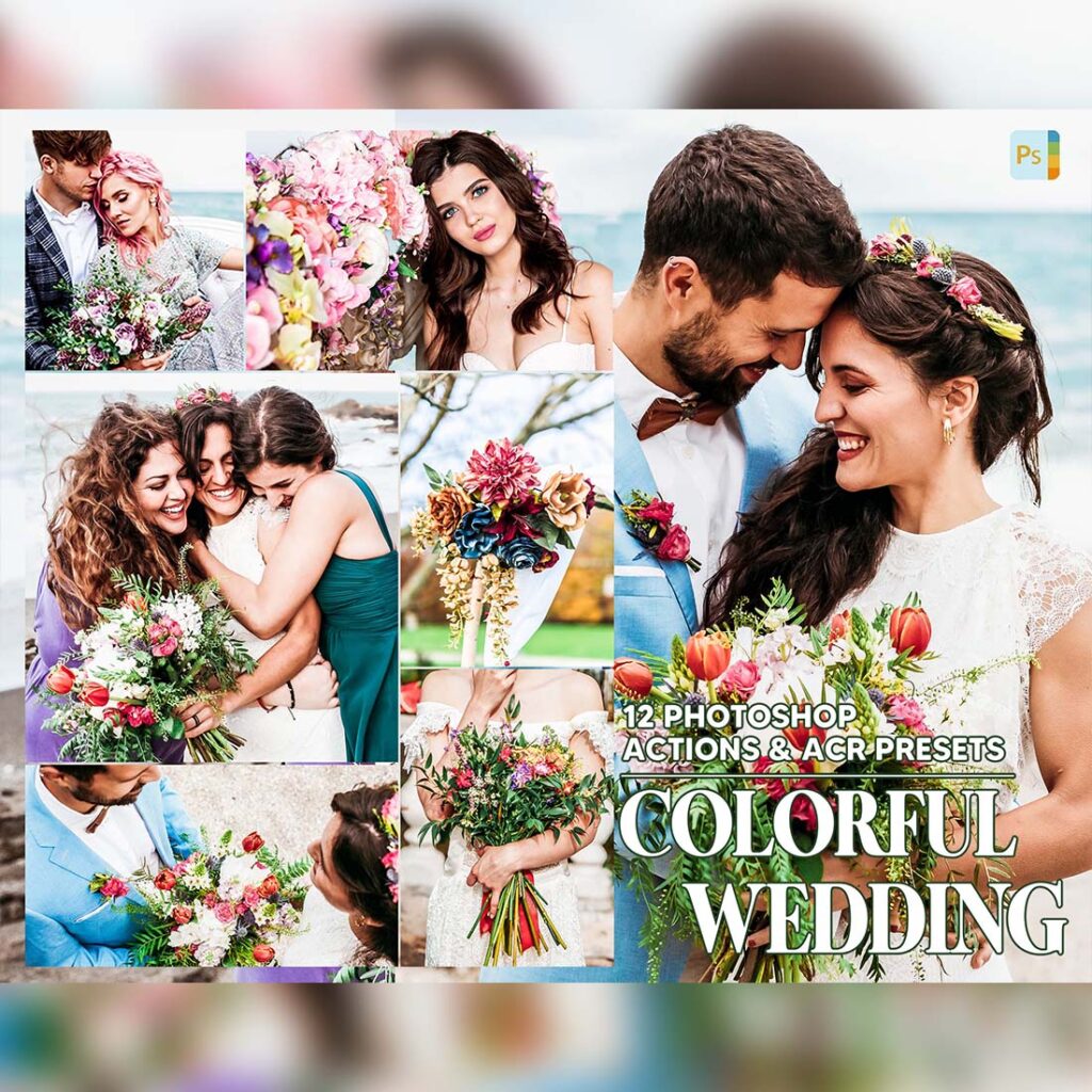 12 Photoshop Actions, Colorful Wedding Ps Action, Vibrant ACR Preset ...