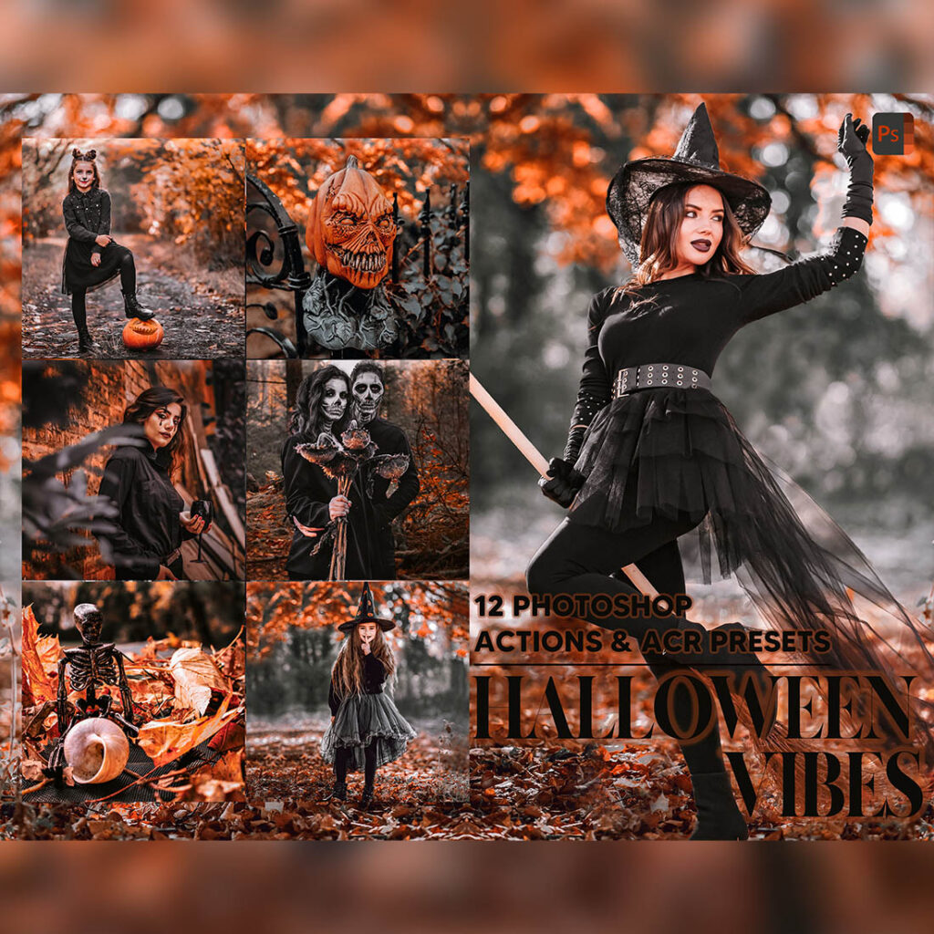 12 Photoshop Actions, Halloween Vibes Ps Action, Autumn Moody ACR ...