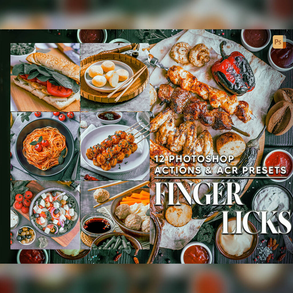12 Photoshop Actions, Finger Licks Ps Action, Food Bright ACR Preset ...