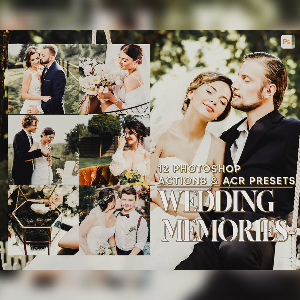 12 Photoshop Actions, Wedding Memories Ps Action, Matte airy ACR Preset ...