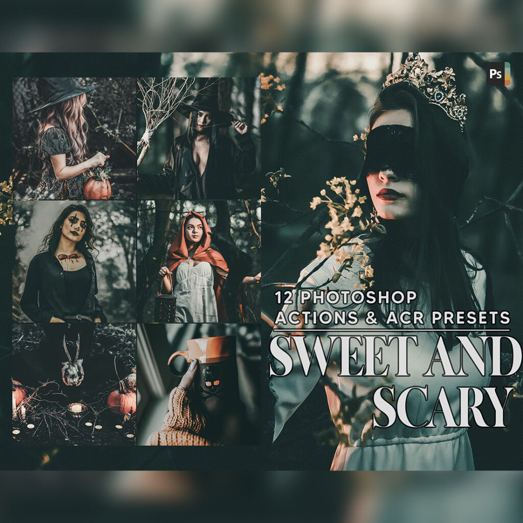 12 Photoshop Actions, Sweet And Scary Ps Action, Halloween ACR Preset ...