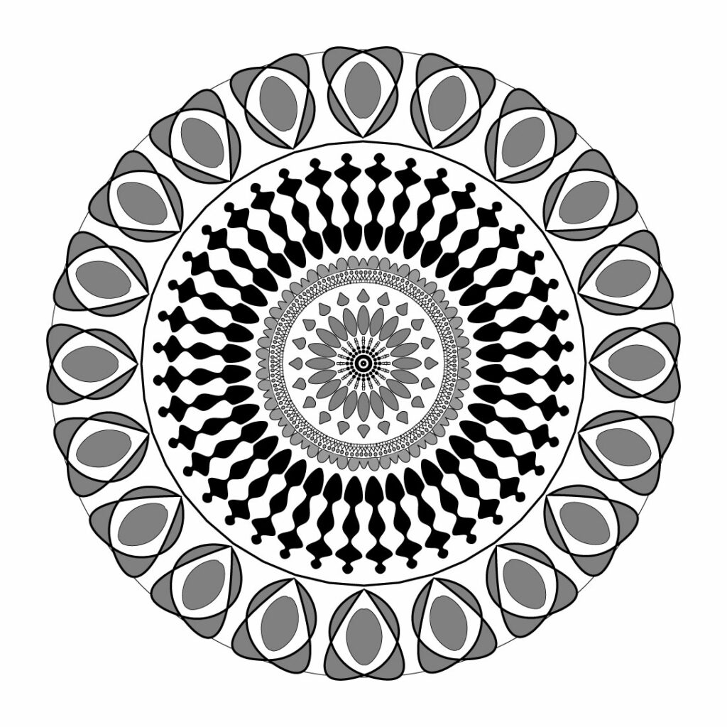 Mandala-art-with-spiral-ended-with-black-and-gray - MasterBundles