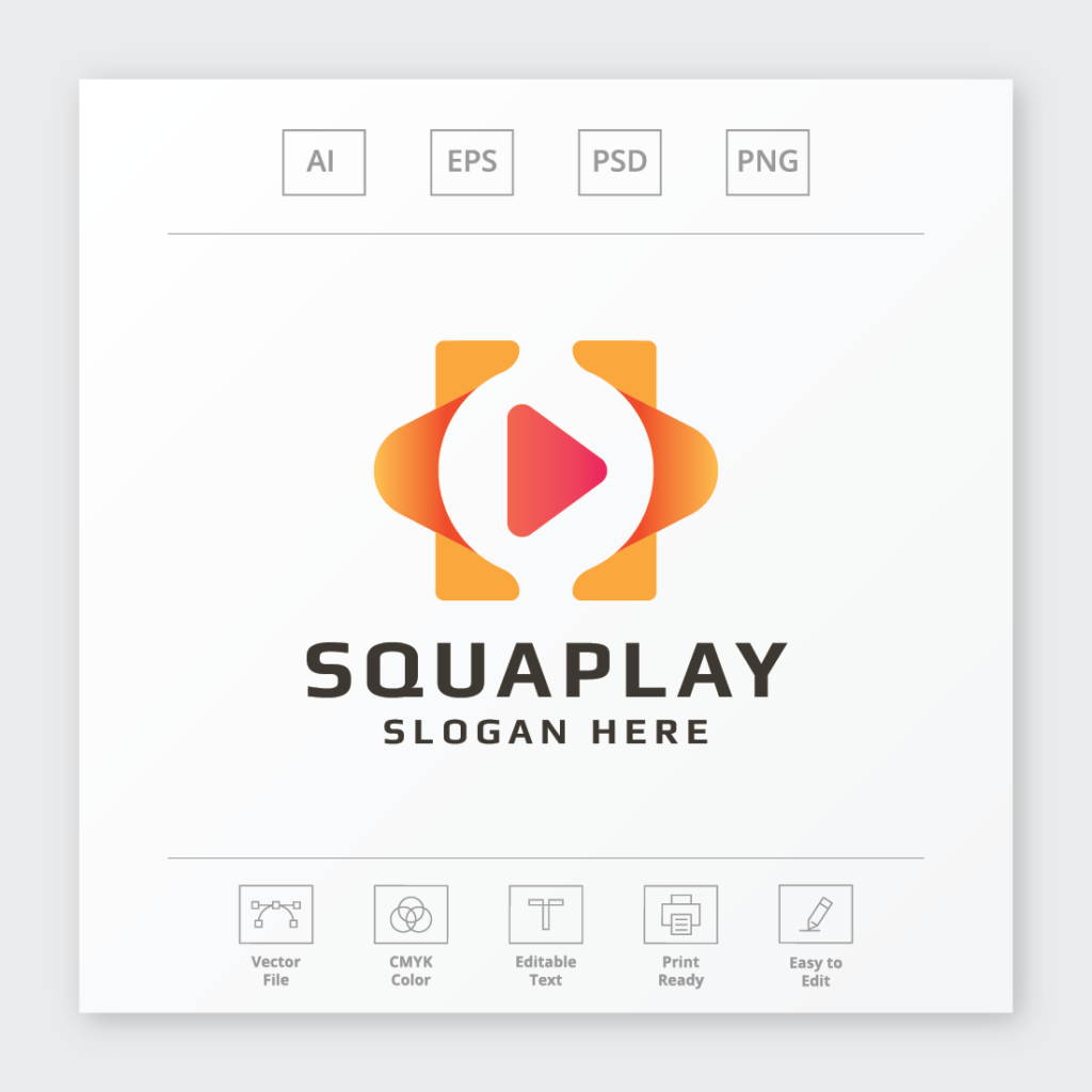 Square Media Play Logo - MasterBundles