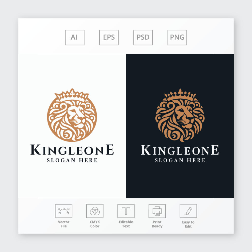 King Lion Head Logo - MasterBundles