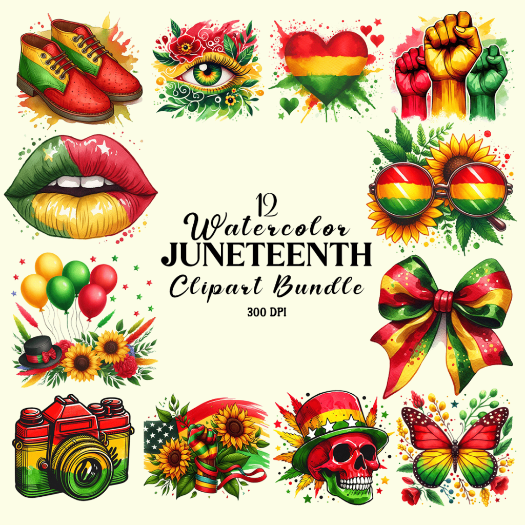 Watercolor Juneteenth Clipart Bundle - MasterBundles