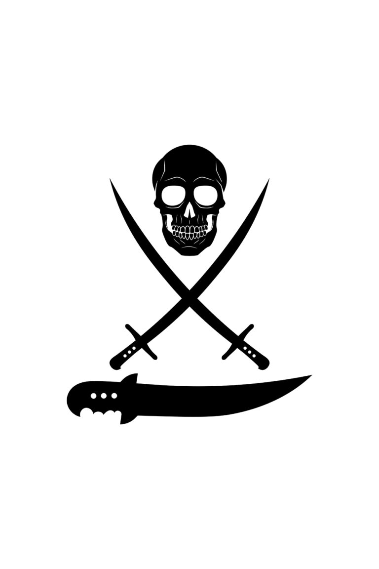 Skull, Two Crossed Swords, knife