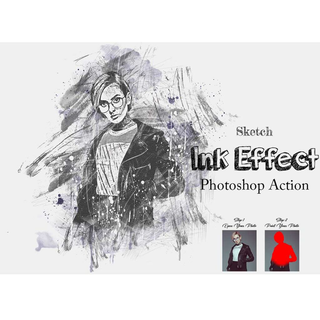 Sketch Ink Effect Photoshop Action - MasterBundles