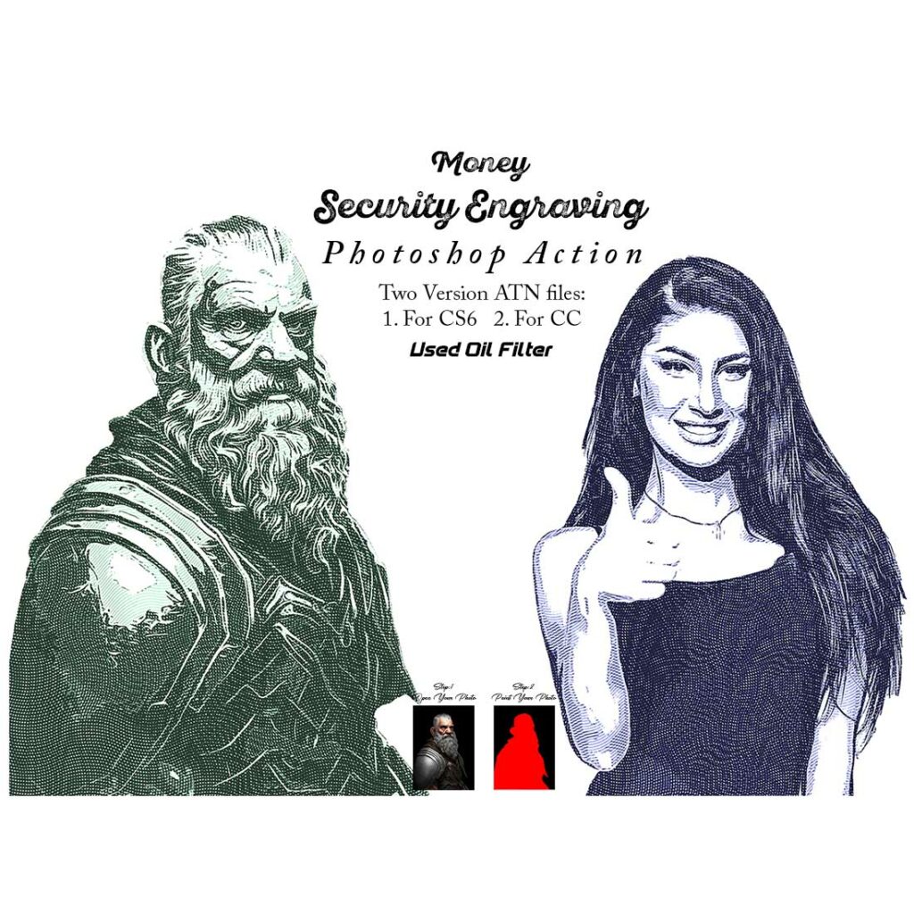 Money Security Engraving Photoshop Action - MasterBundles