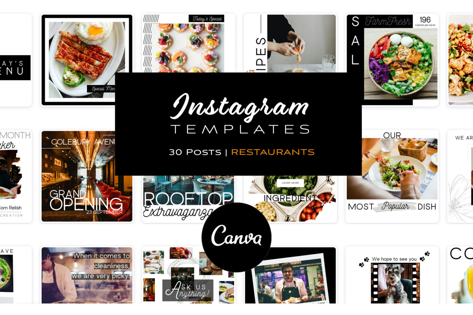 Instagram Posts for Restaurants and Food Business Canva Templates ...