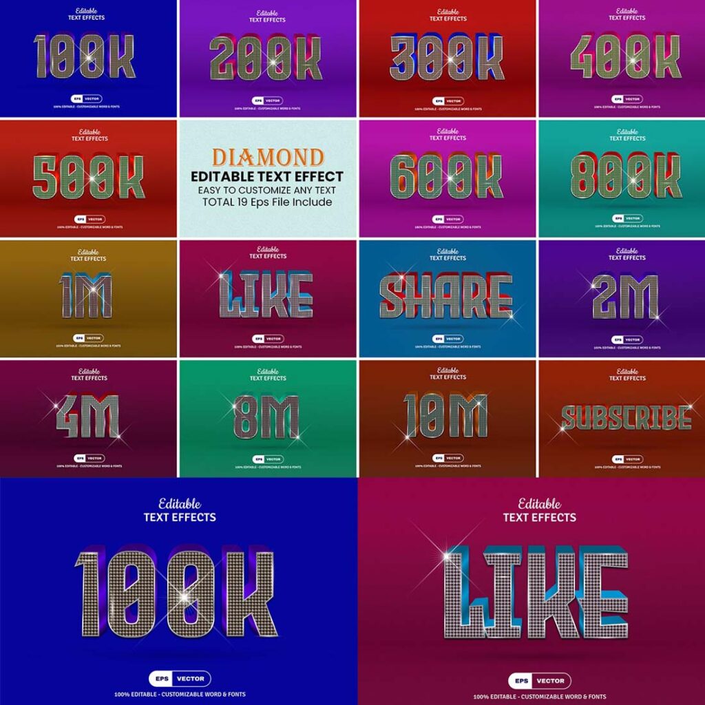 Diamond Editable Text Effect Bundle - MasterBundles