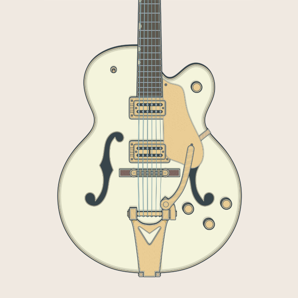 10 Vector Illustrations of Hollow Body Guitars - MasterBundles