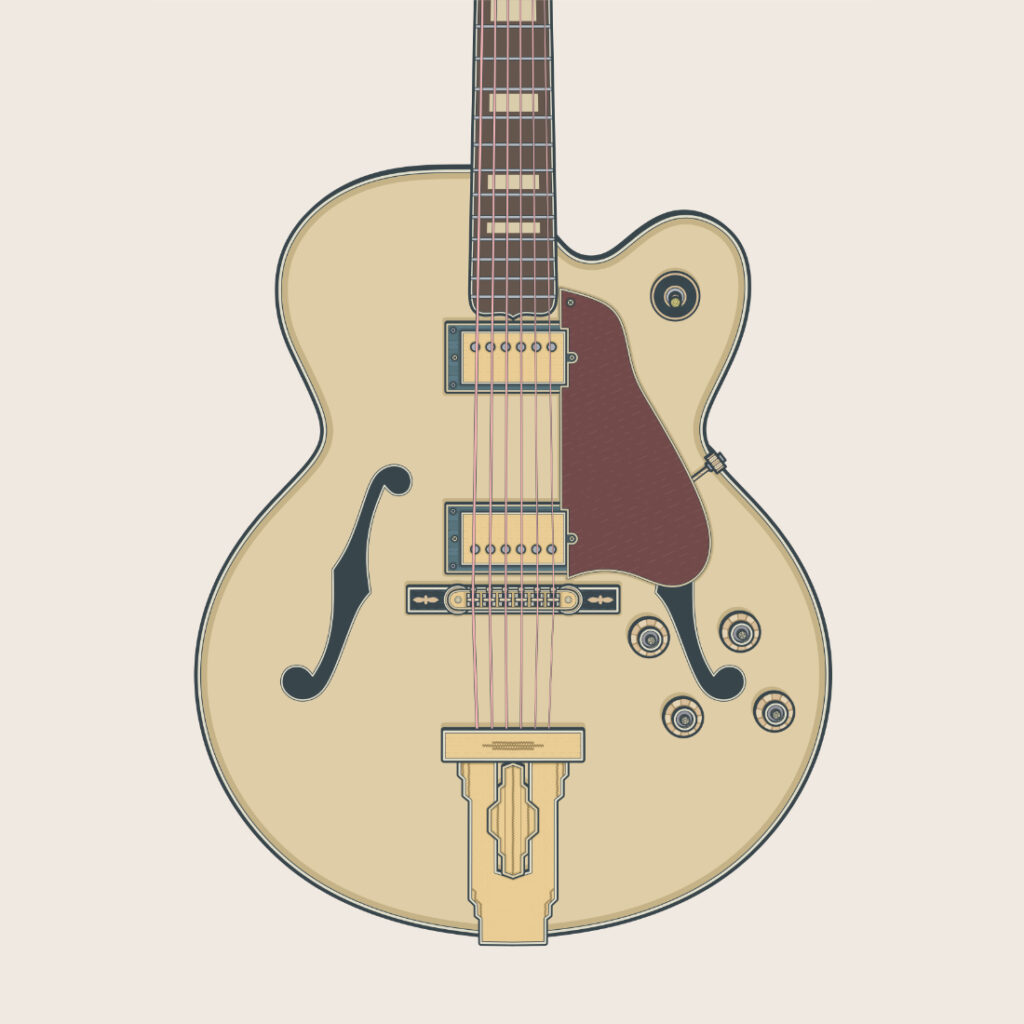 10 Vector Illustrations of Hollow Body Guitars - MasterBundles