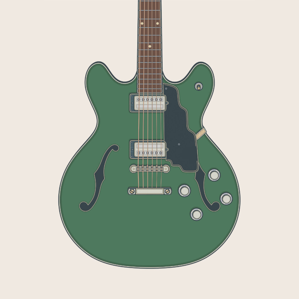 10 Vector Illustrations of Hollow Body Guitars - MasterBundles