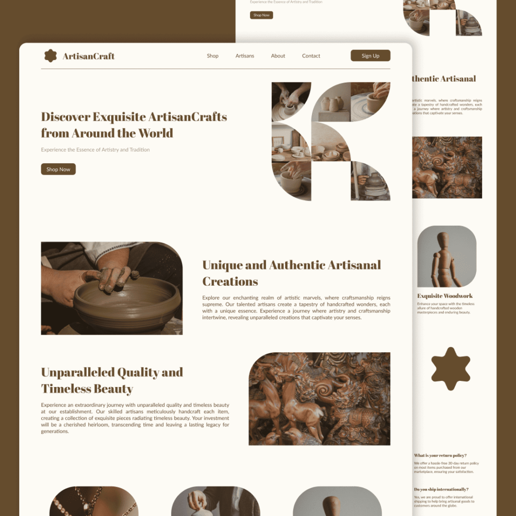 ArtisanCraft Landing Page Design - MasterBundles
