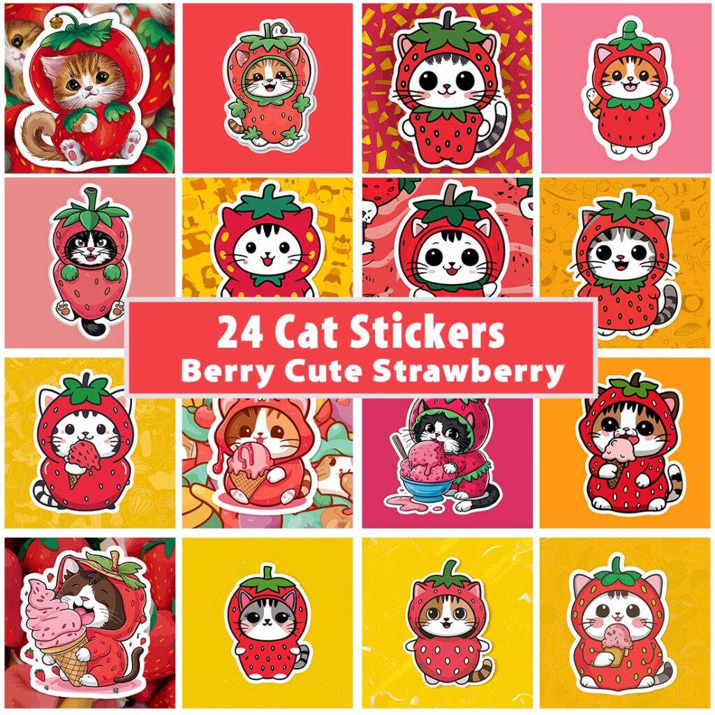 24 cat stikers - MasterBundles