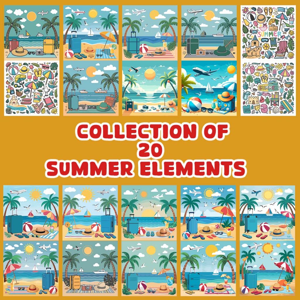 collection of 20 summer illustrations - MasterBundles