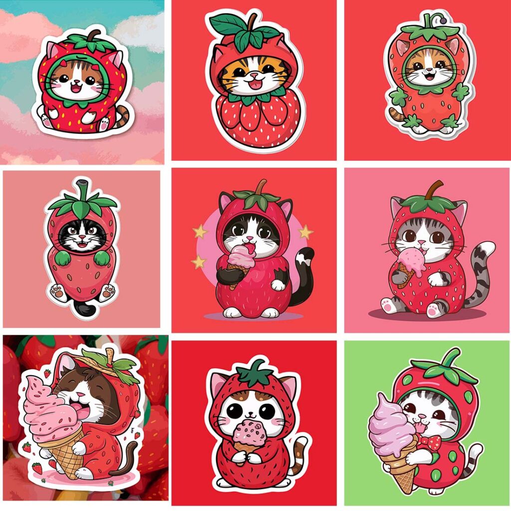 24 cat stikers - MasterBundles