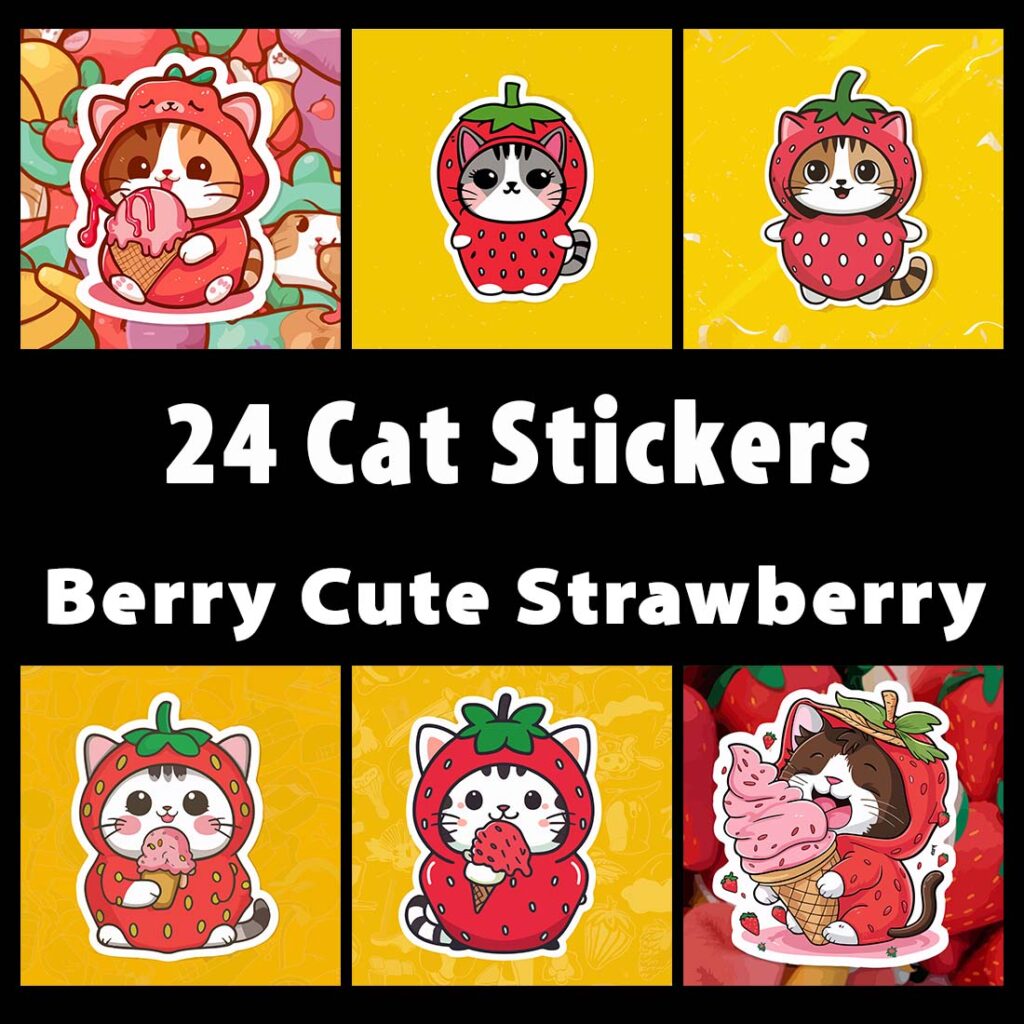 24 cat stikers - MasterBundles