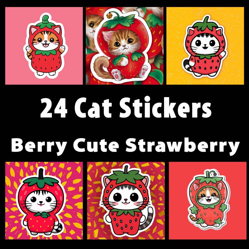 24 cat stikers - MasterBundles