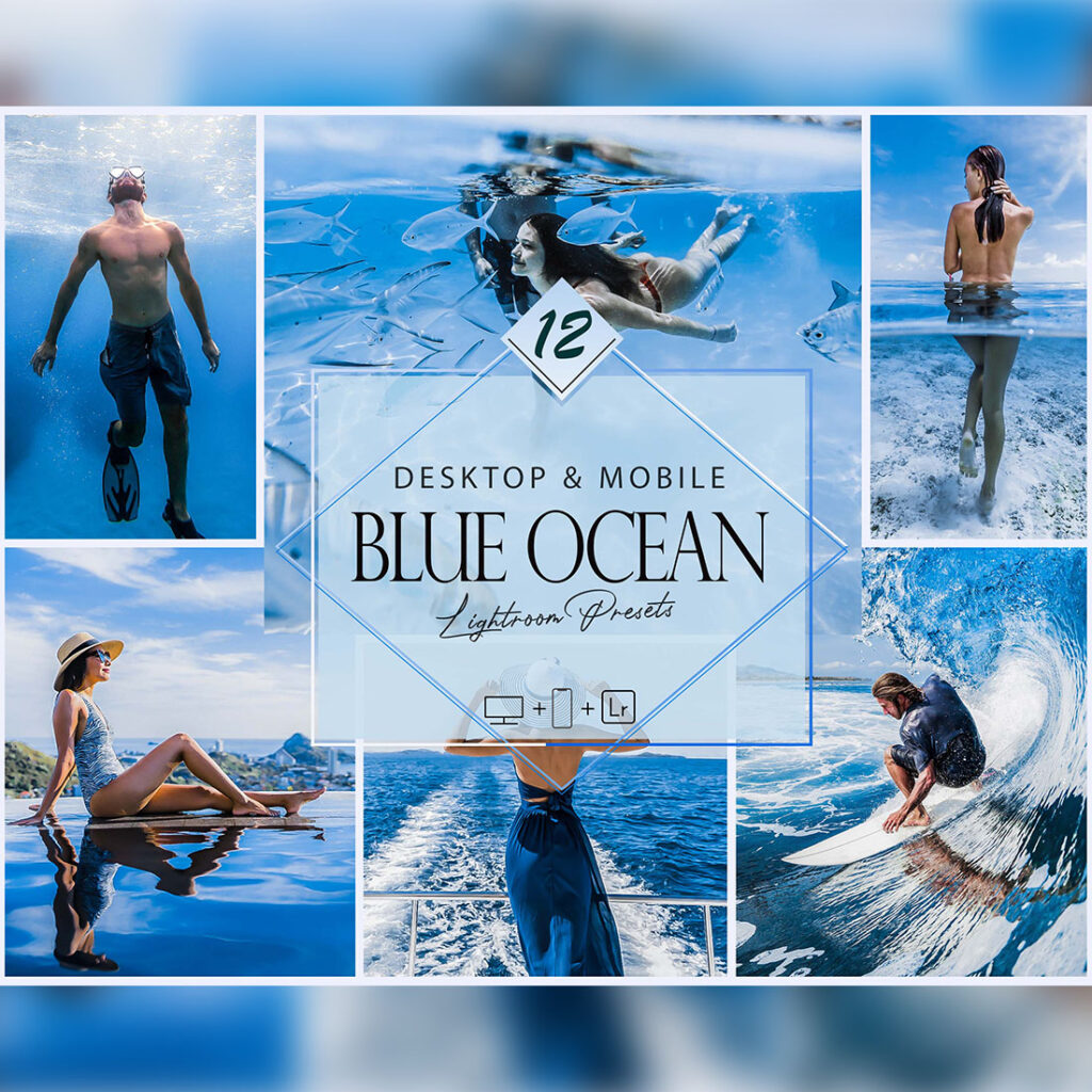 12 Blue Ocean Lightroom Presets, Bright Preset, Gulf Desktop LR Filter ...