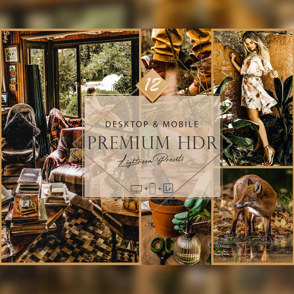 12 Premium HDR Lightroom Presets, High Detail Preset, Orange Desktop LR ...