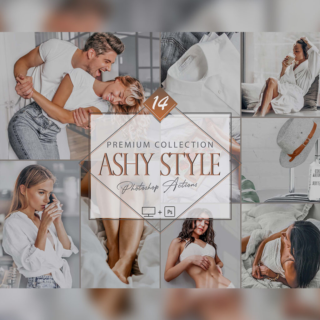 14 Ashy Style Photoshop Actions, Dove ACR Preset, Bright Gray Ps Filter, Portrait And Lifestyle ...