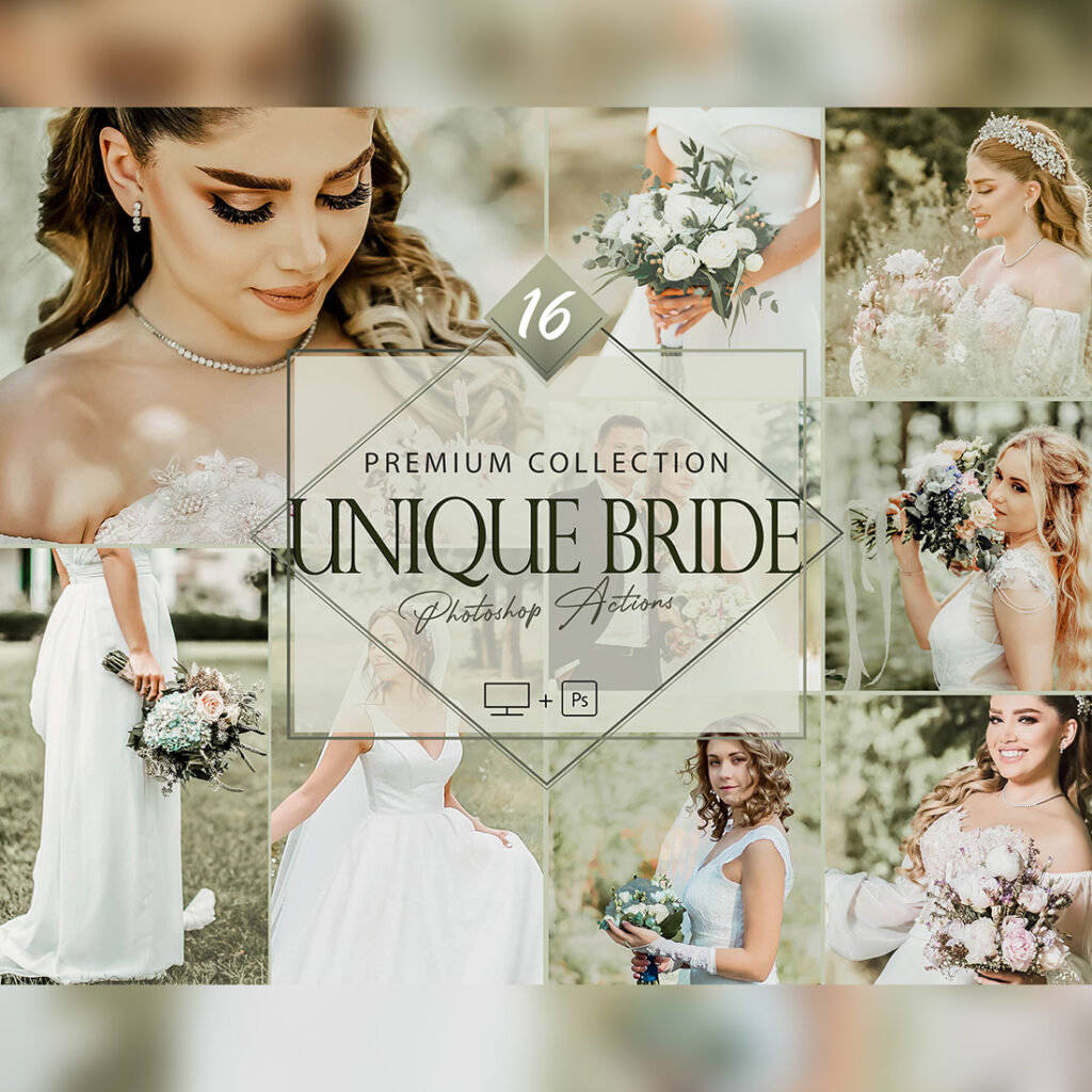 16 Unique Bride Photoshop Actions, Wedding ACR Preset, Engagement Ps ...