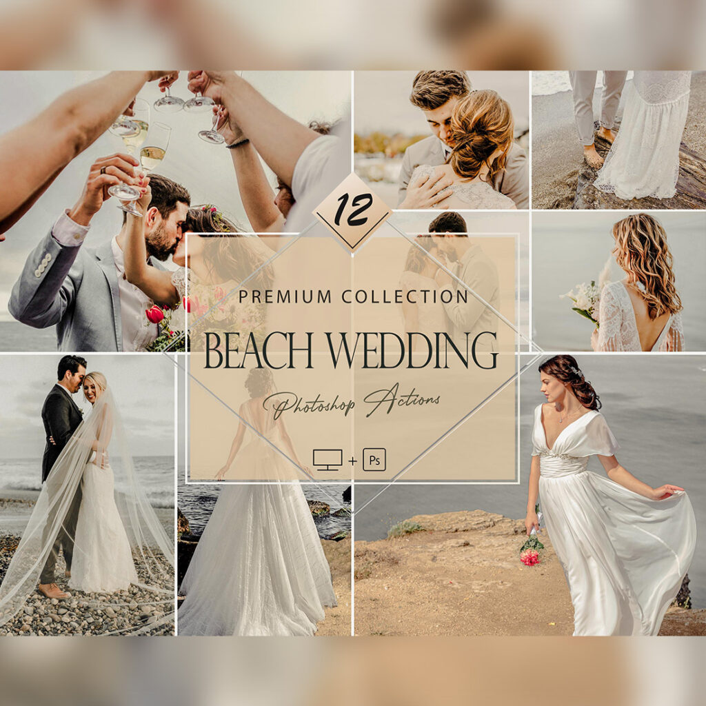 12 Photoshop Actions, Beach Wedding Ps Action, Engagement ACR Preset, Summer Airy Filter ...